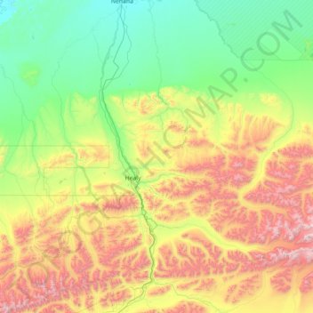 Nenana River topographic map, elevation, terrain