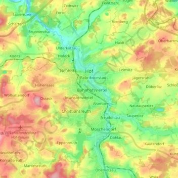 Hof topographic map, elevation, terrain