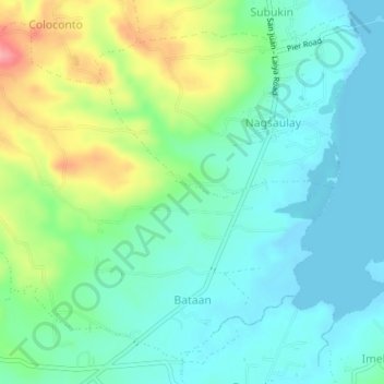 Bataan topographic map, elevation, terrain