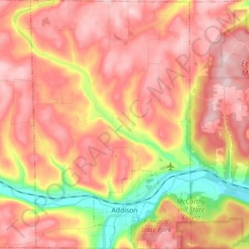 Town of Addison topographic map, elevation, terrain