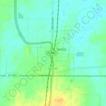 Hazel topographic map, elevation, terrain