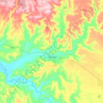 Coleraine topographic map, elevation, terrain
