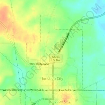 Junction City topographic map, elevation, terrain