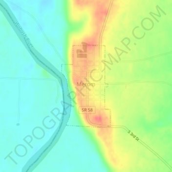 Merom topographic map, elevation, terrain