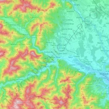 Skofja Loka topographic map, elevation, terrain