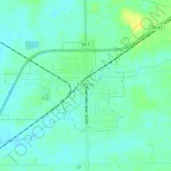 Redkey topographic map, elevation, terrain