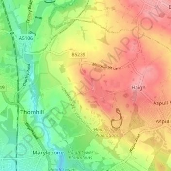 Haigh topographic map, elevation, terrain