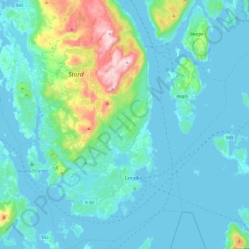 Stord topographic map, elevation, terrain