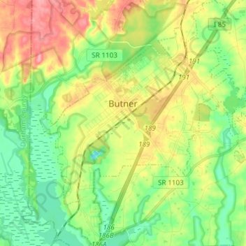Butner topographic map, elevation, terrain
