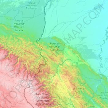 Parque Nacional Madidi topographic map, elevation, terrain