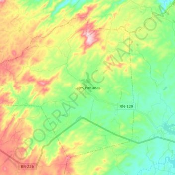 Lajes Pintadas topographic map, elevation, terrain