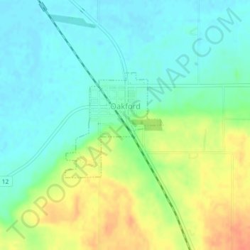 Oakford topographic map, elevation, terrain