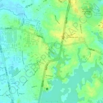 Inya Lay Lake topographic map, elevation, terrain