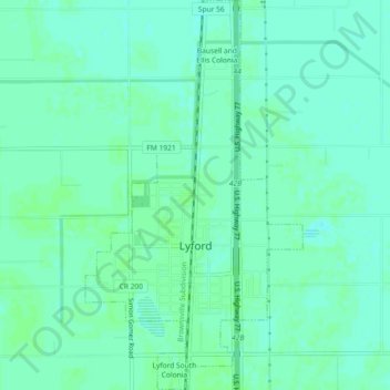 Lyford topographic map, elevation, terrain