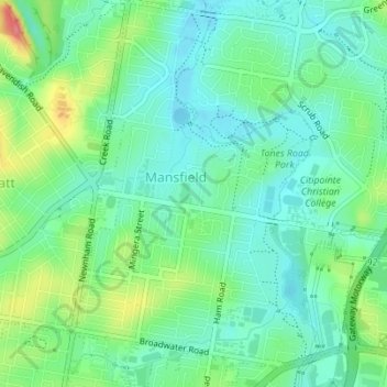 Mansfield topographic map, elevation, terrain