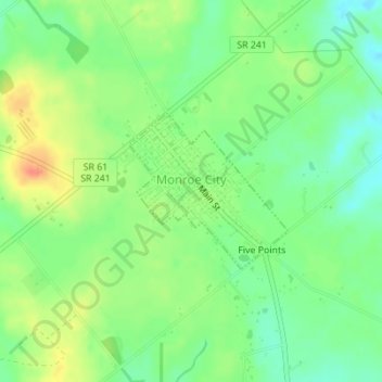 Monroe City topographic map, elevation, terrain