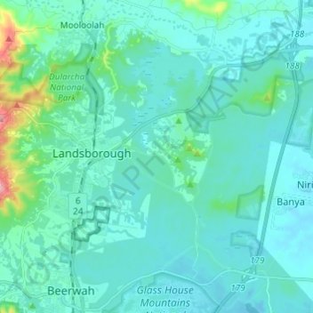 Landsborough topographic map, elevation, terrain