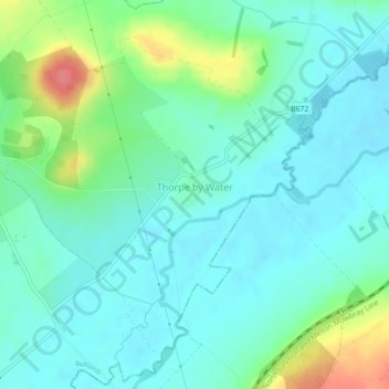 Thorpe by Water topographic map, elevation, terrain