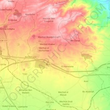 Ouled Sabor topographic map, elevation, terrain
