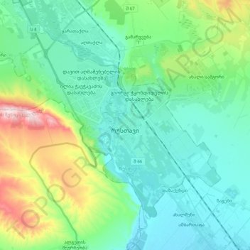 Rustavi topographic map, elevation, terrain