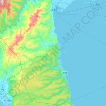 Real topographic map, elevation, terrain