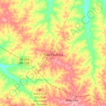 Tupi Paulista topographic map, elevation, terrain