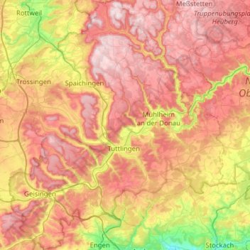 Landkreis Tuttlingen topographic map, elevation, terrain