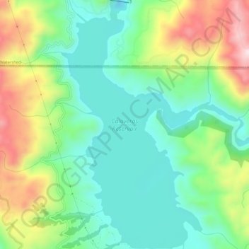 Calaveras Reservoir topographic map, elevation, terrain