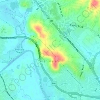 Tanah Merah topographic map, elevation, terrain