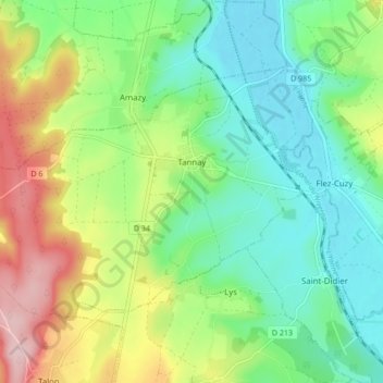 Tannay topographic map, elevation, terrain