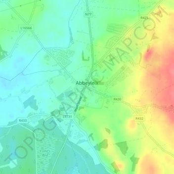 Abbeyleix topographic map, elevation, terrain