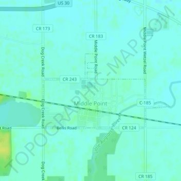 Middle Point topographic map, elevation, terrain