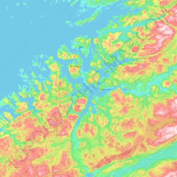 Namsos topographic map, elevation, terrain