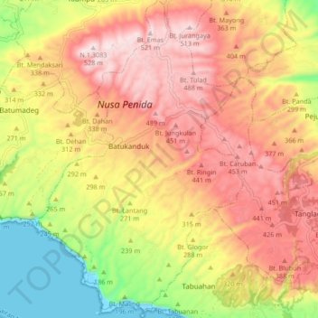 Batukandik topographic map, elevation, terrain