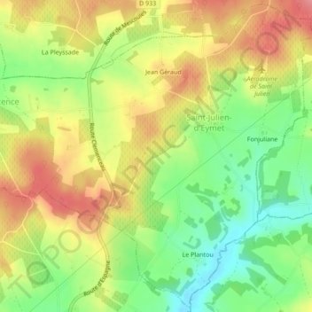 Saint-Julien-d'Eymet topographic map, elevation, terrain