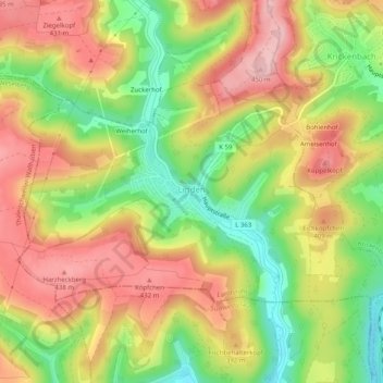 Linden topographic map, elevation, terrain