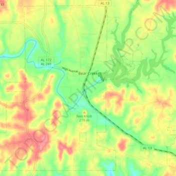 Bear Creek topographic map, elevation, terrain
