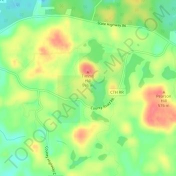 Timm's Hill County Park topographic map, elevation, terrain