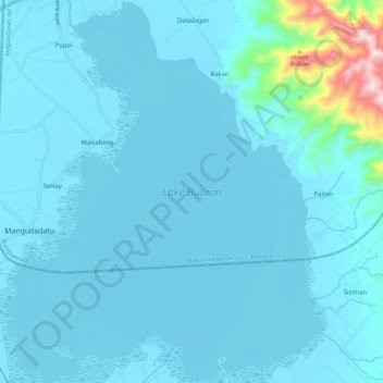 Lake Buluan topographic map, elevation, terrain