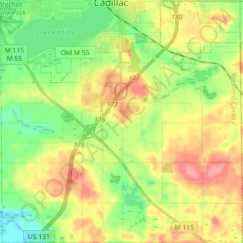 Clam Lake Township topographic map, elevation, terrain