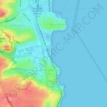 Goodrington Sands (South) topographic map, elevation, terrain