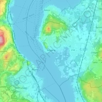 Angera topographic map, elevation, terrain