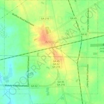 Arlington topographic map, elevation, terrain