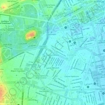Condesa topographic map, elevation, terrain