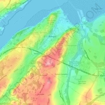 Bangor topographic map, elevation, terrain
