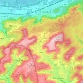 Bann topographic map, elevation, terrain