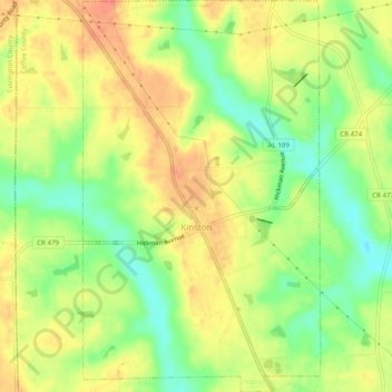 Kinston topographic map, elevation, terrain