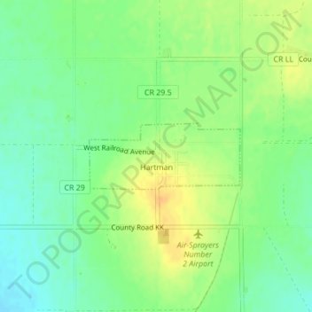 Hartman topographic map, elevation, terrain