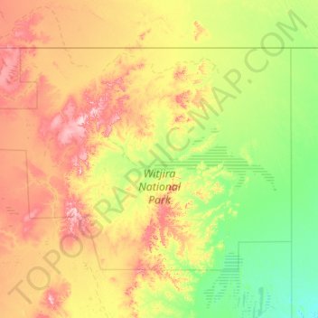 Witjira National Park topographic map, elevation, terrain
