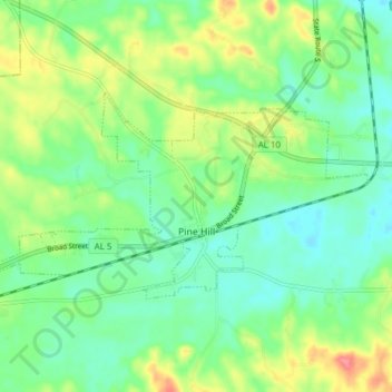Pine Hill topographic map, elevation, terrain
